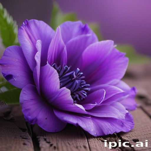 Vibrant Purple Flower Blooming Gracefully on a Rustic Wooden Surface