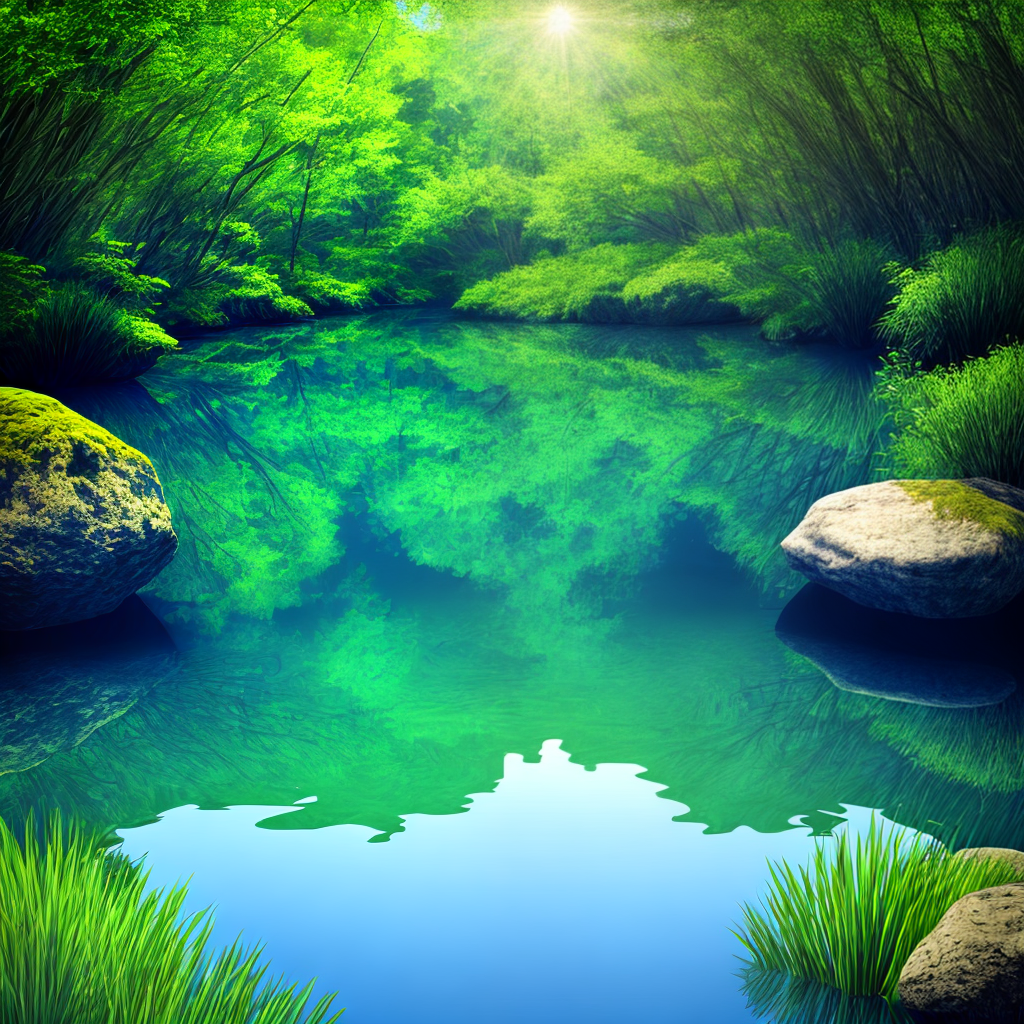 A Spring. In the forest. The Water is clear. Vector style