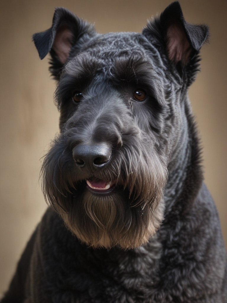 A Majestic Black Dog with a Distinctive Beard and Expressive Eyes