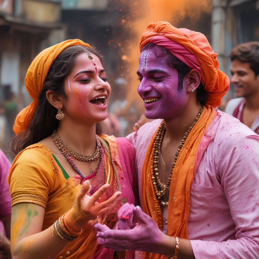Radha krishna playing holi