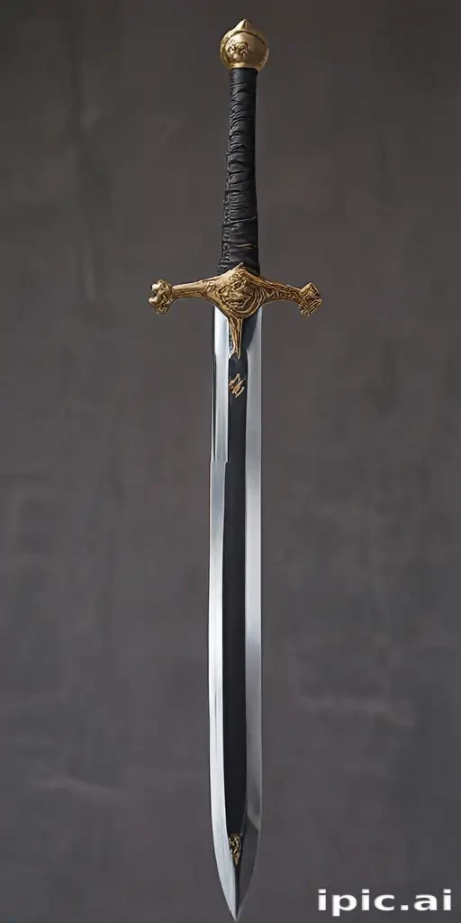 A Stunningly Crafted Sword with Intricate Details and a Polished Blade