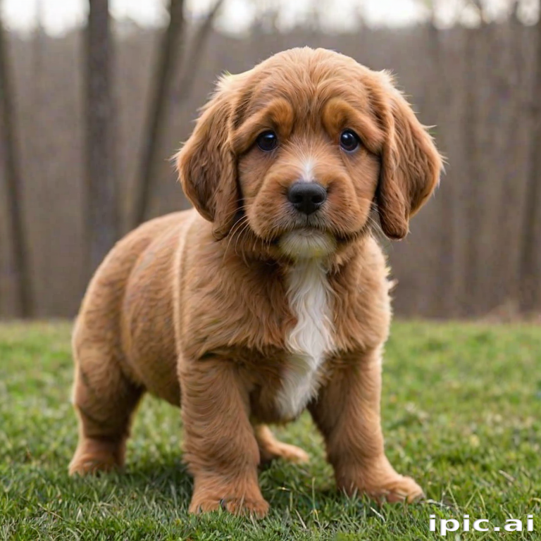 Adorable Puppy with Fluffy Fur Enjoys a Sunny Day Outdoors