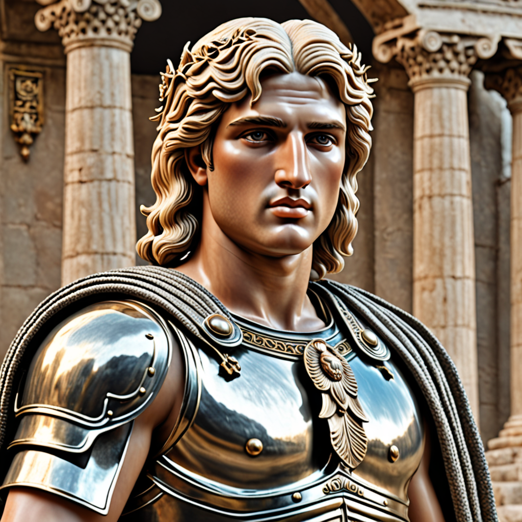 Realistic detailed picture of Alexander the Great with long blonde hair ...
