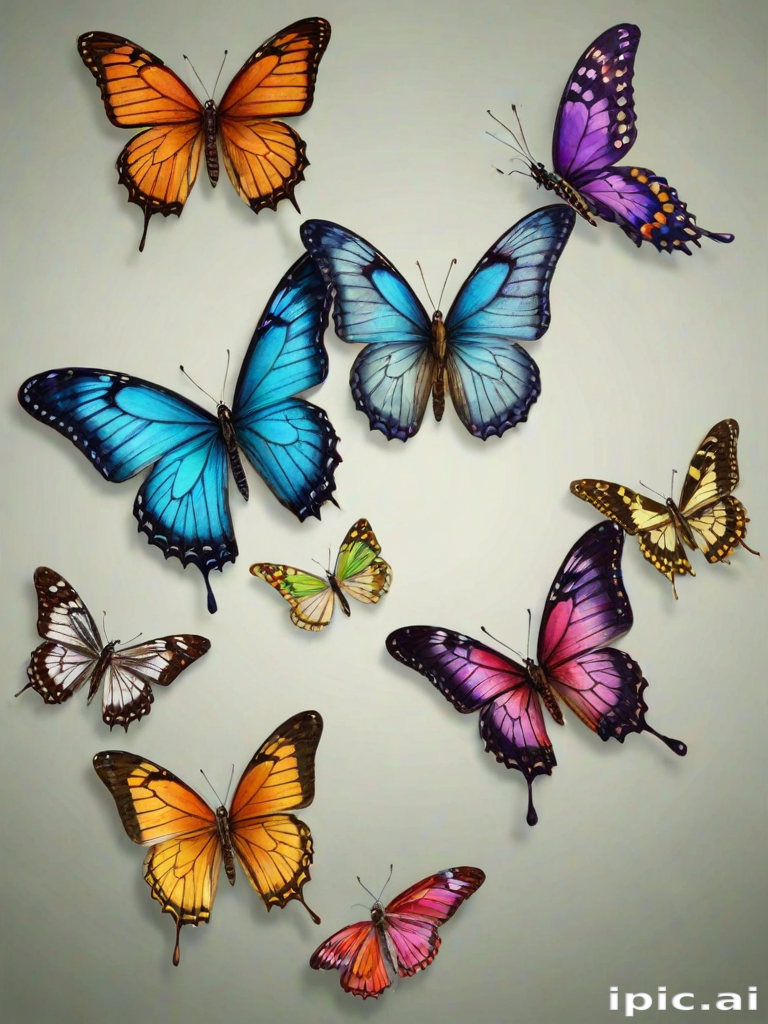 A Colorful Array of Butterflies Displaying Nature's Beautiful Diversity ...