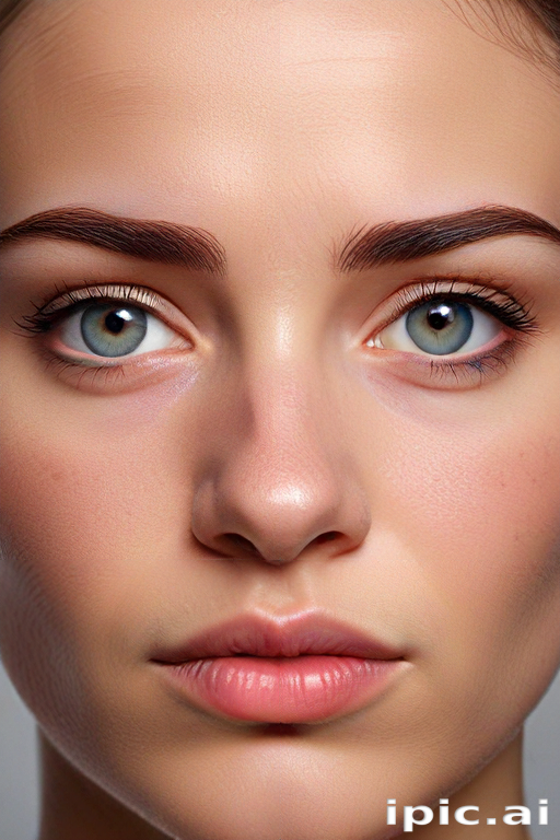 A Close-Up Portrait of a Young Woman Showcasing Striking Features and Eyes