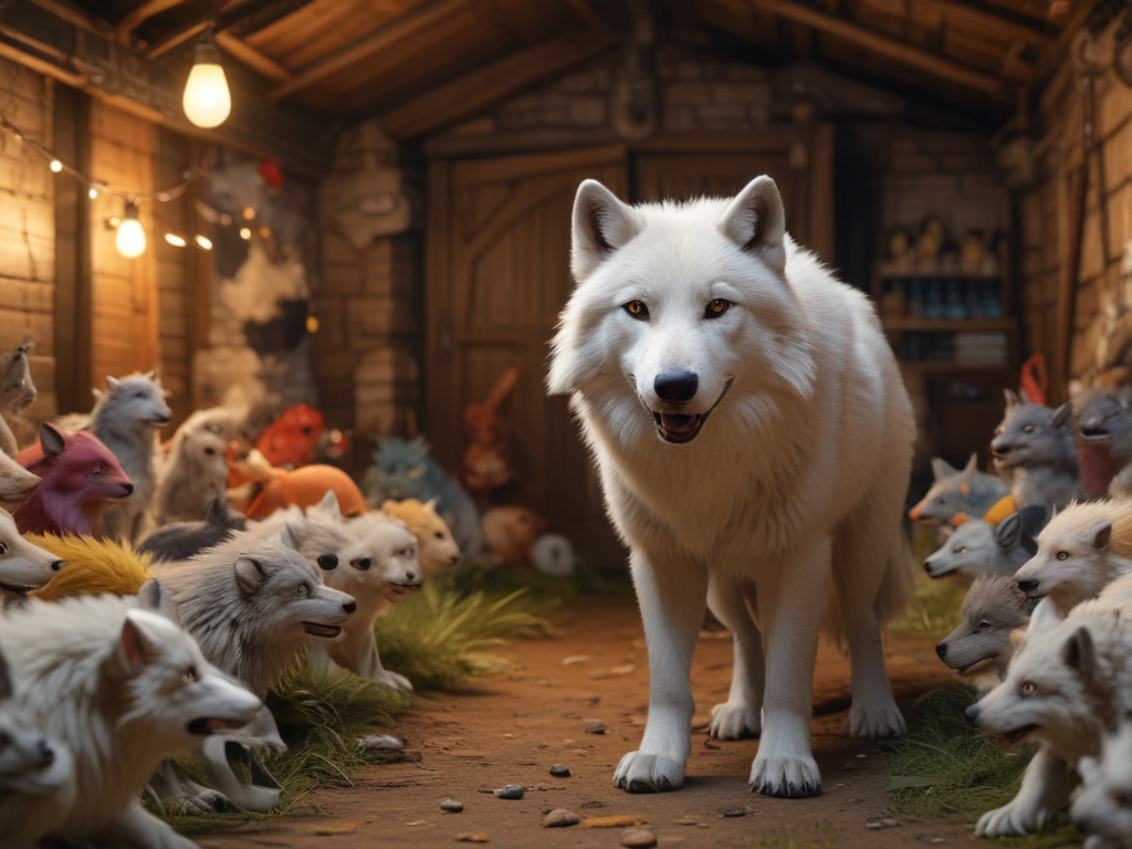 White wolf as a pokemon trainer in a wolf den surrounded by pokemon ...