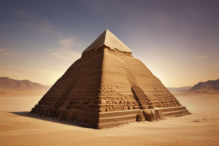 Majestic Pyramid Stands Tall in the Vast Egyptian Desert Landscape