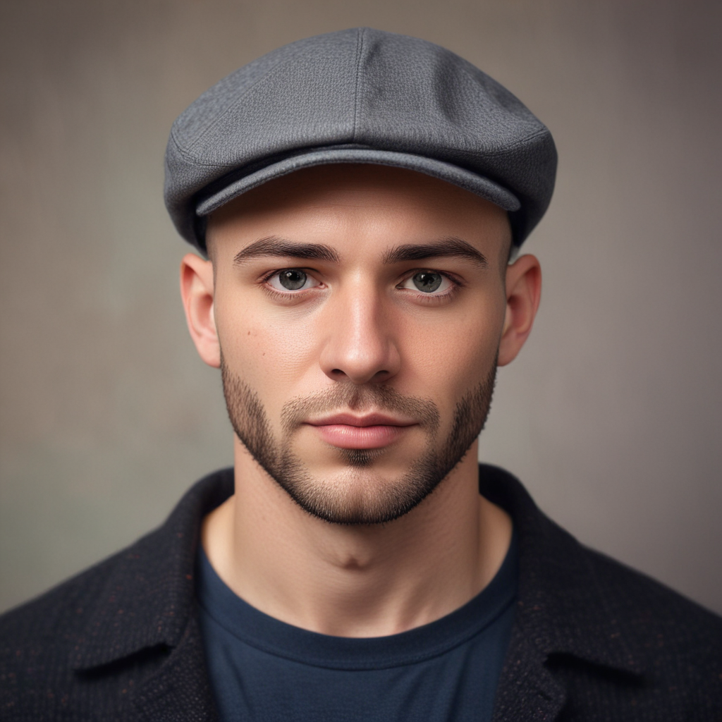 bald guy with flat cap