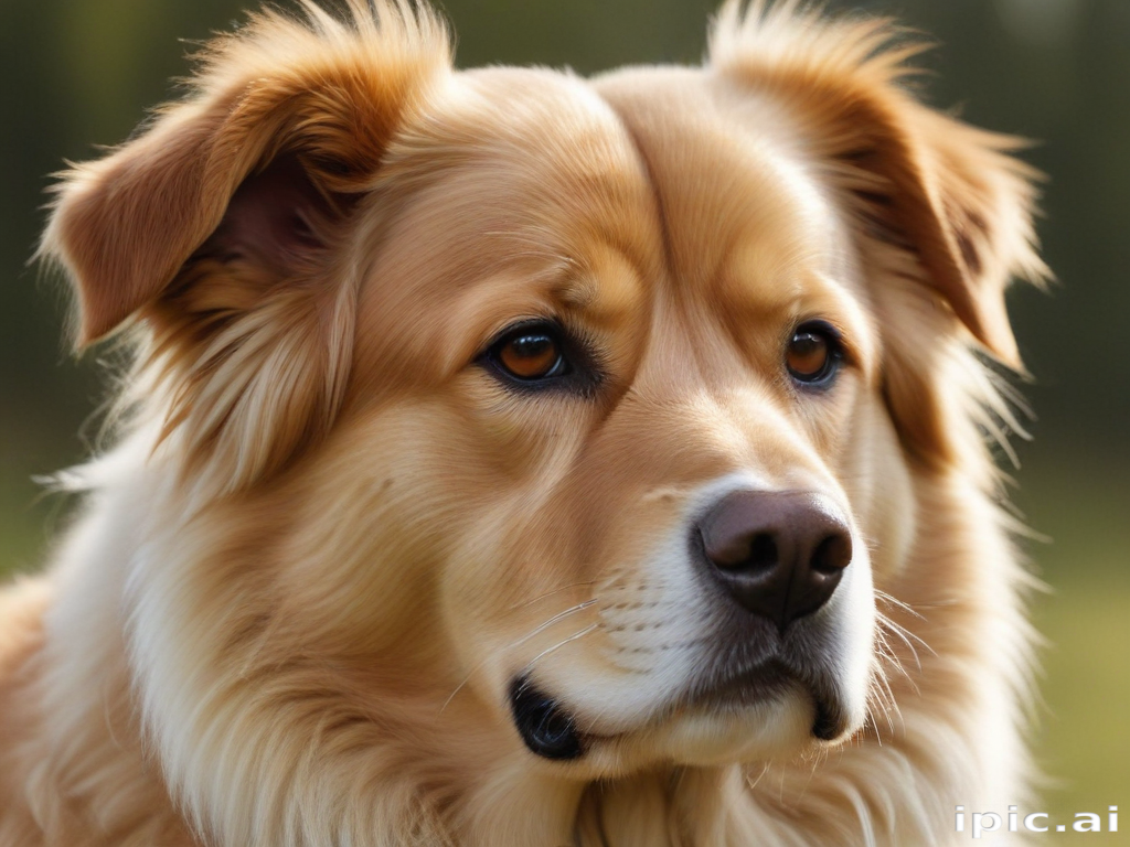 A Majestic Golden Dog Captured in a Serene Outdoor Setting.