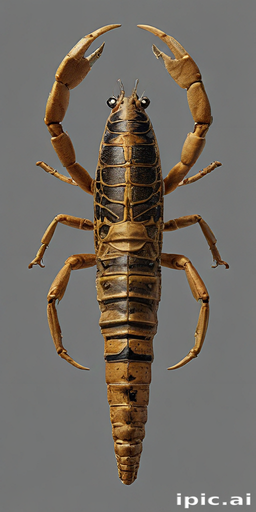 Detailed Close-Up of a Unique Scorpion Species Against a Gray Background