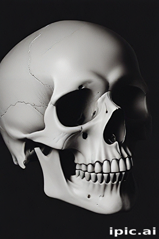 Intricate Details of a Realistic Skull Model Against a Dark Background