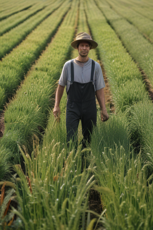 man farming wheat