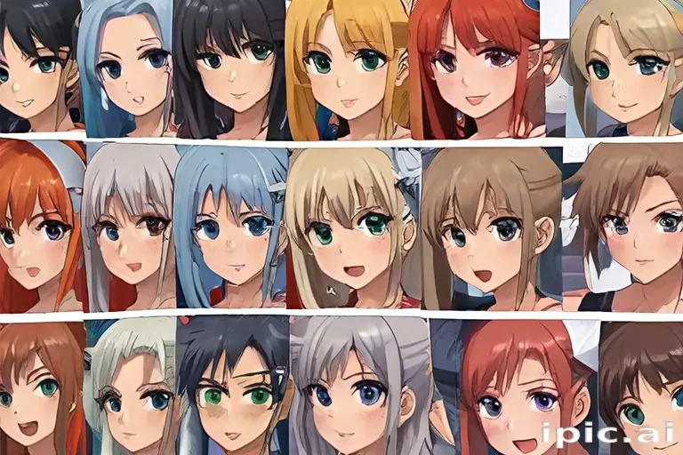 Collection of Colorful Anime Characters Showcasing Diverse Facial ...