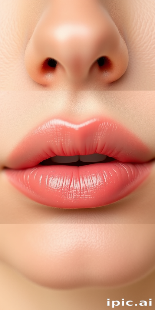 Close-Up of Perfectly Shaped Lips with Subtle Gloss and Natural Texture