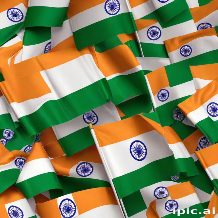 Vibrant Display of Indian Flags in a Colorful Pattern Formation