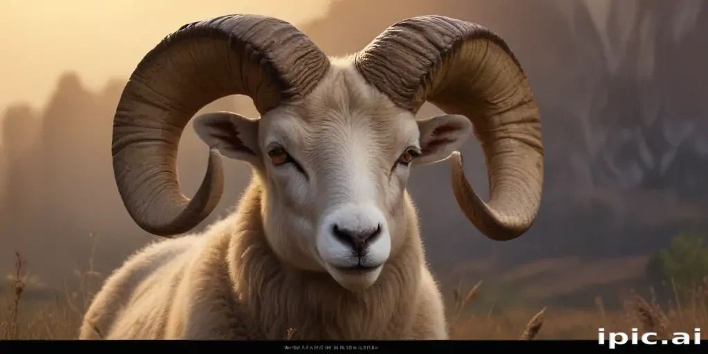 A Majestic Close-Up of a Ram with Stunning Curved Horns in Nature.