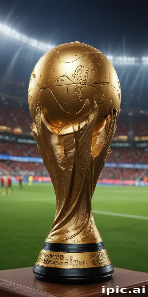 The Prestigious FIFA World Cup Trophy Displayed in a Stadium Setting