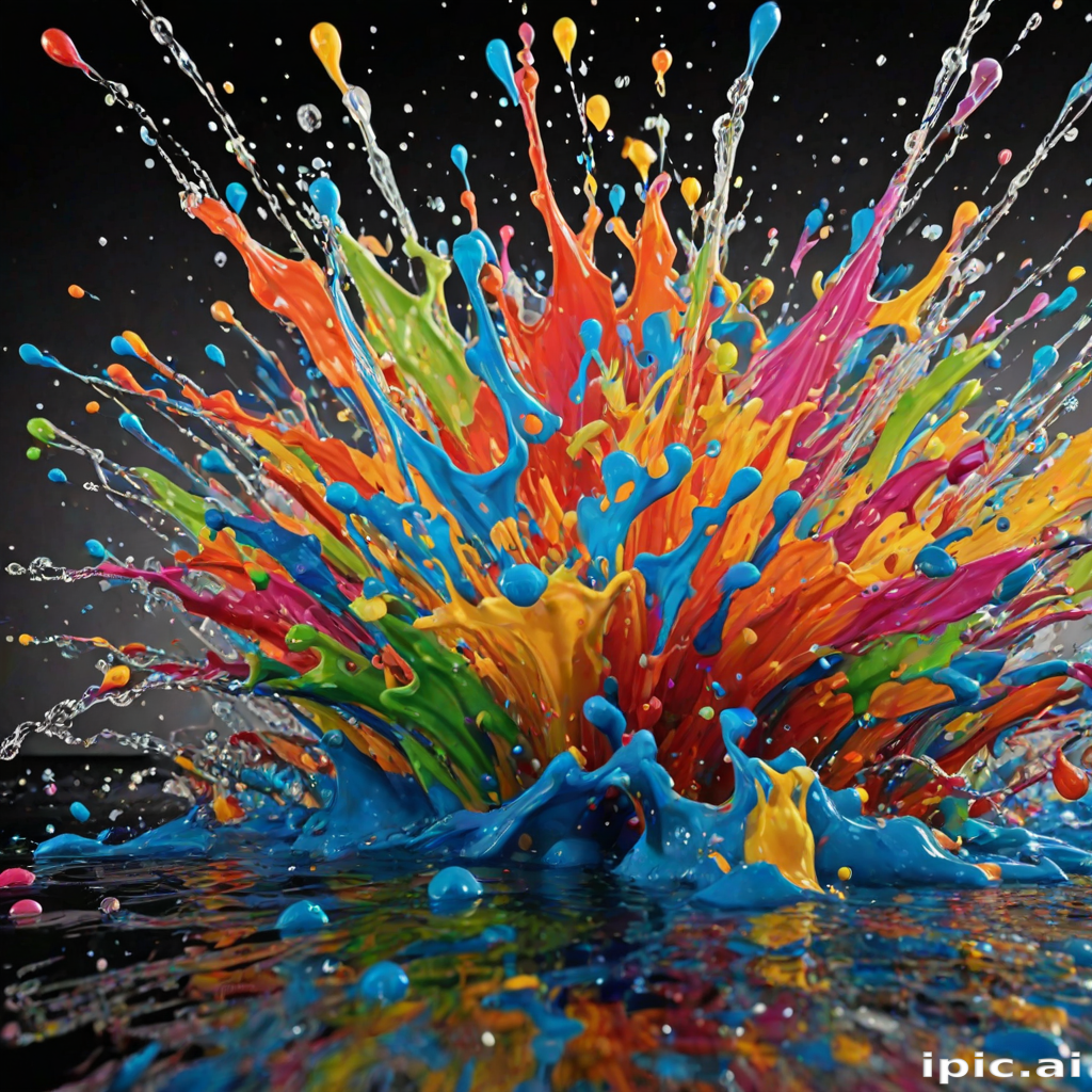 Colorful Explosion of Paint and Water Creating an Artistic Masterpiece