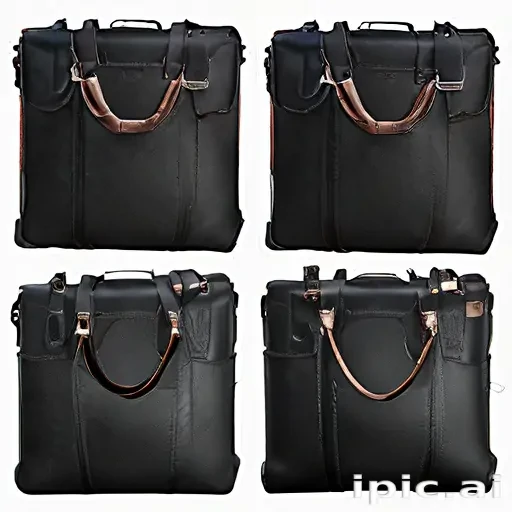 Stylish Black Leather Briefcase with Versatile Handles for Professional Use