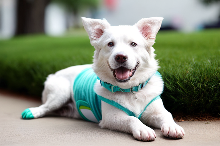 goofy white dog