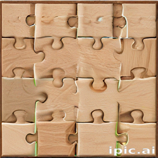 Wooden Puzzle Pieces Arranged in a Neat Square Formation on Display