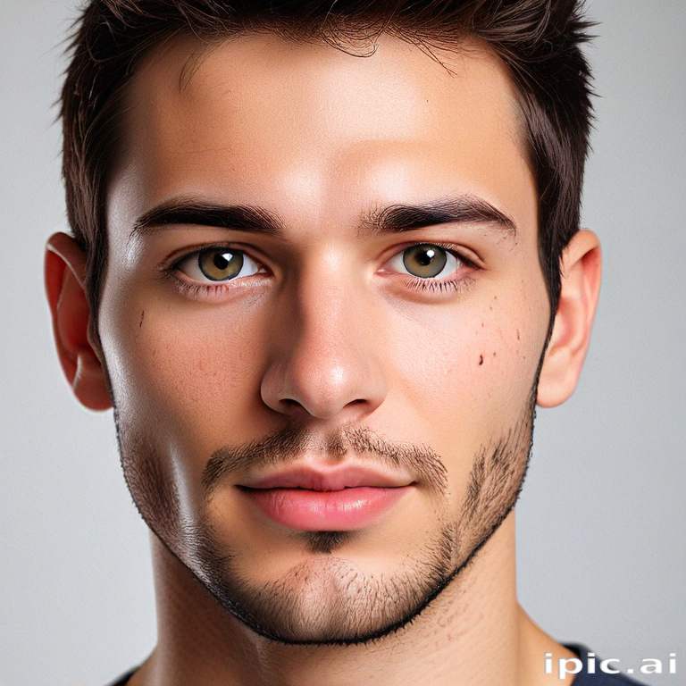 Portrait of a Young Man with Striking Features and Captivating Eyes