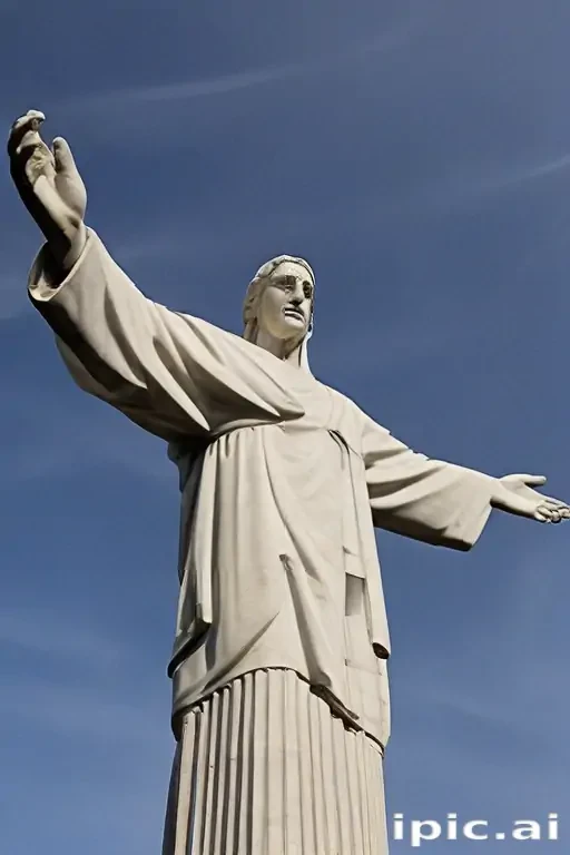 Christ the Redeemer Statue Against a Clear Blue Sky in Brazil