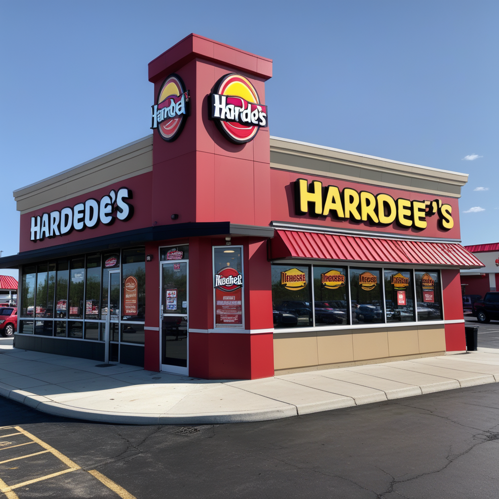 Bright and Inviting Exterior of a Hardee's Fast Food Restaurant Location