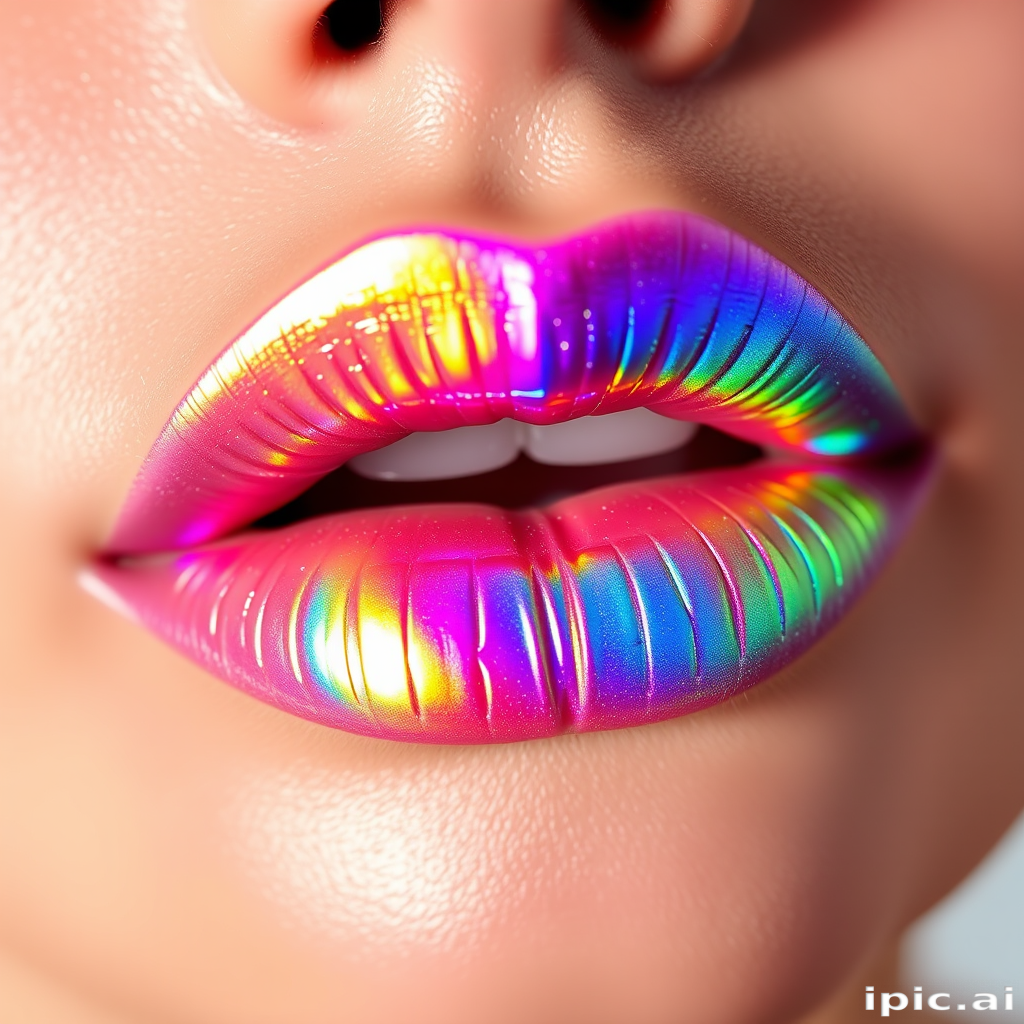 Vibrant Rainbow Lips: A Stunning Display of Colorful Cosmetic Artistry