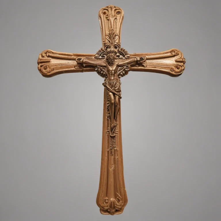 Intricately Designed Wooden Cross with Detailed Figure of Jesus Christ ...