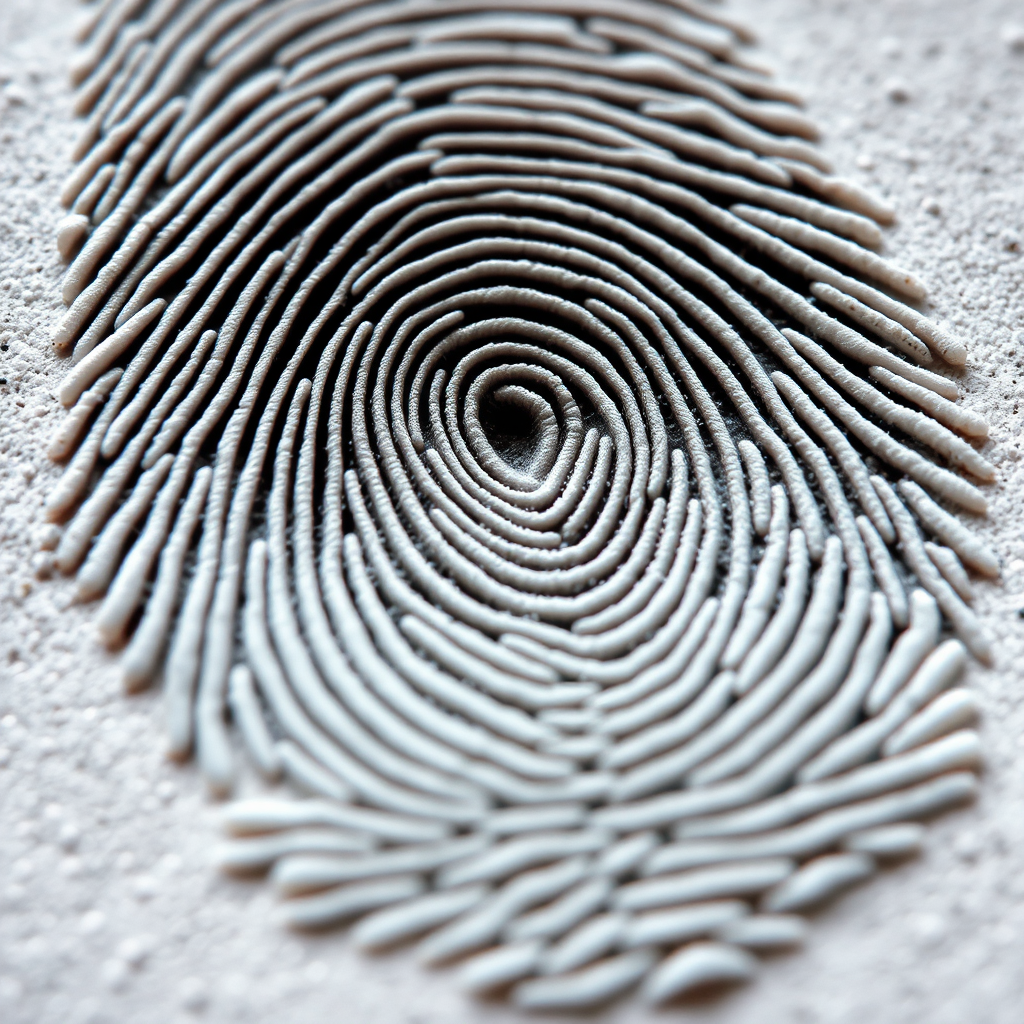 Intricate Patterns of a Fingerprint Sculpted in Fine Sand Texture