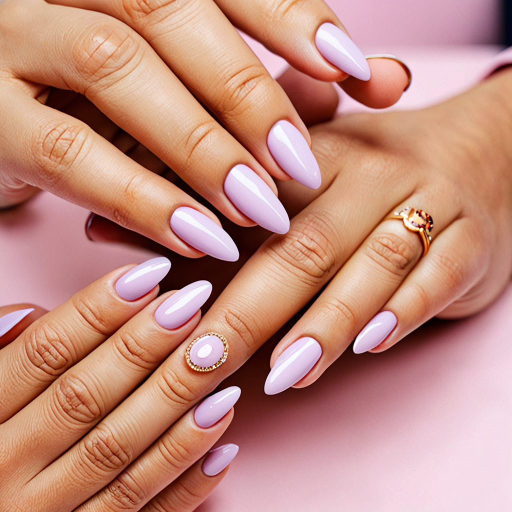 woman showing her nails in beauty salon