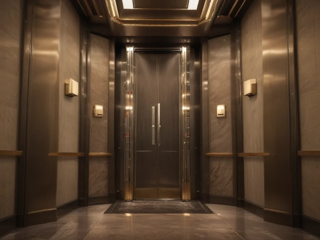 Elegant and Modern Elevator Interior with Soft Lighting and Stylish Design