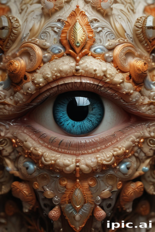 Intricate Eye Design Surrounded by Ornate Patterns and Textures