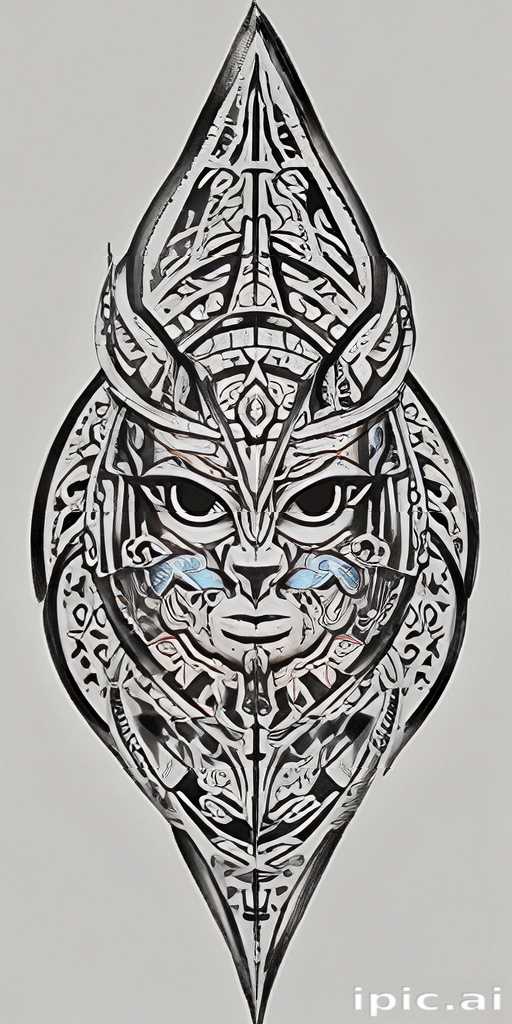 Intricate Tribal Mask Design Featuring Detailed Patterns and Symbolic ...