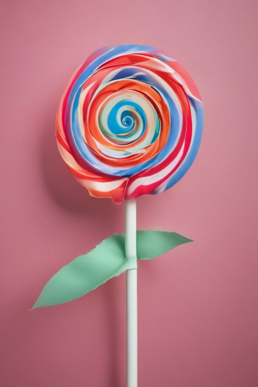 A Colorful Swirled Lollipop Designed to Resemble a Beautiful Rose Flower.