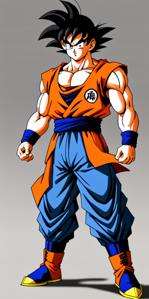 A anime digital art son goku full body high quality 4k