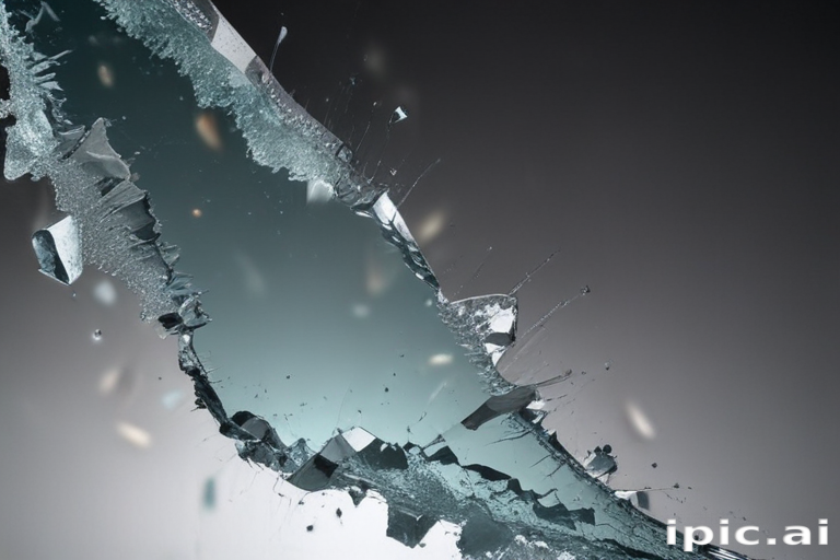 Shattered Glass Artistry: Reflective Fragments Capturing Light and Motion