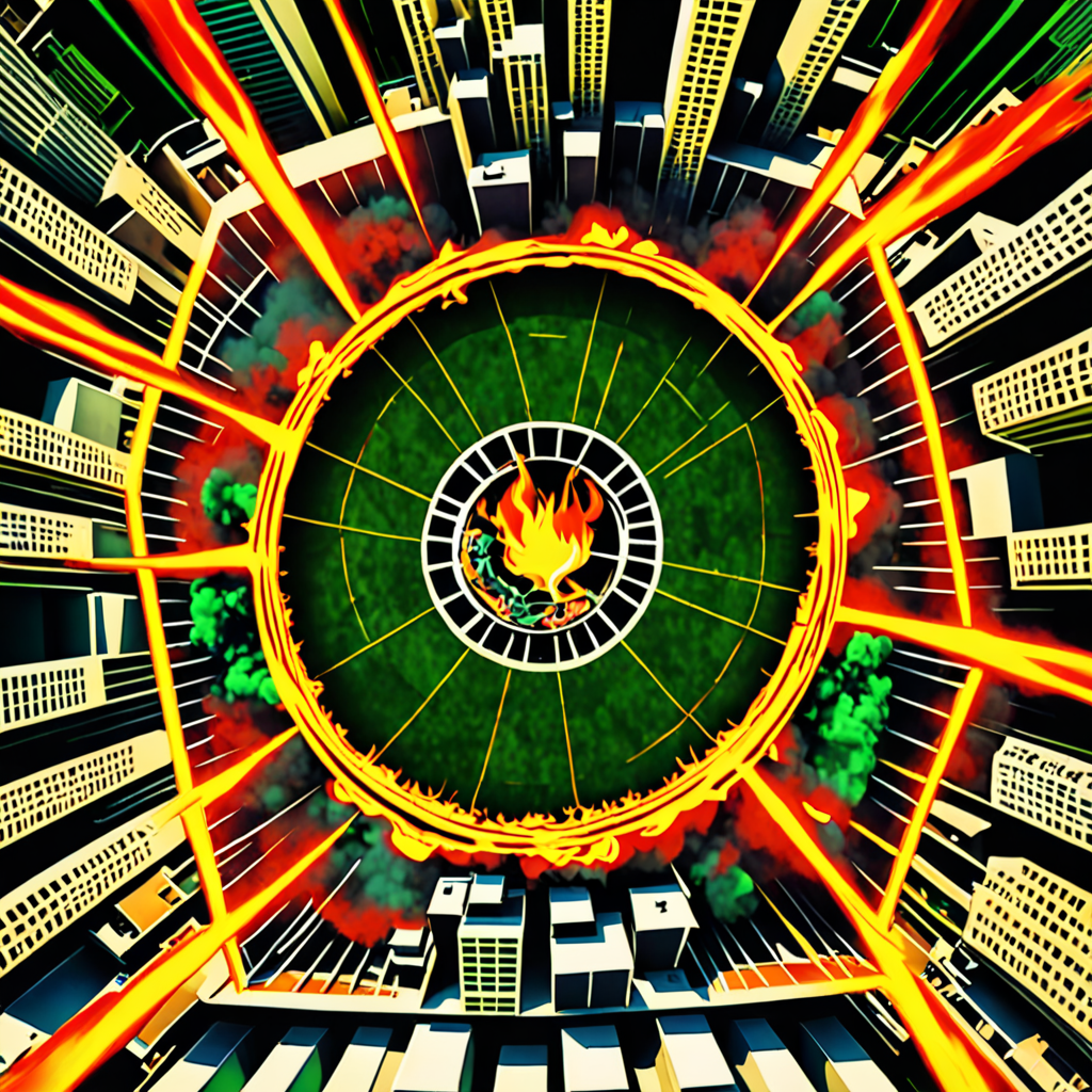 reggae aesthetic burned urban ground in yellow red green colors flames ...