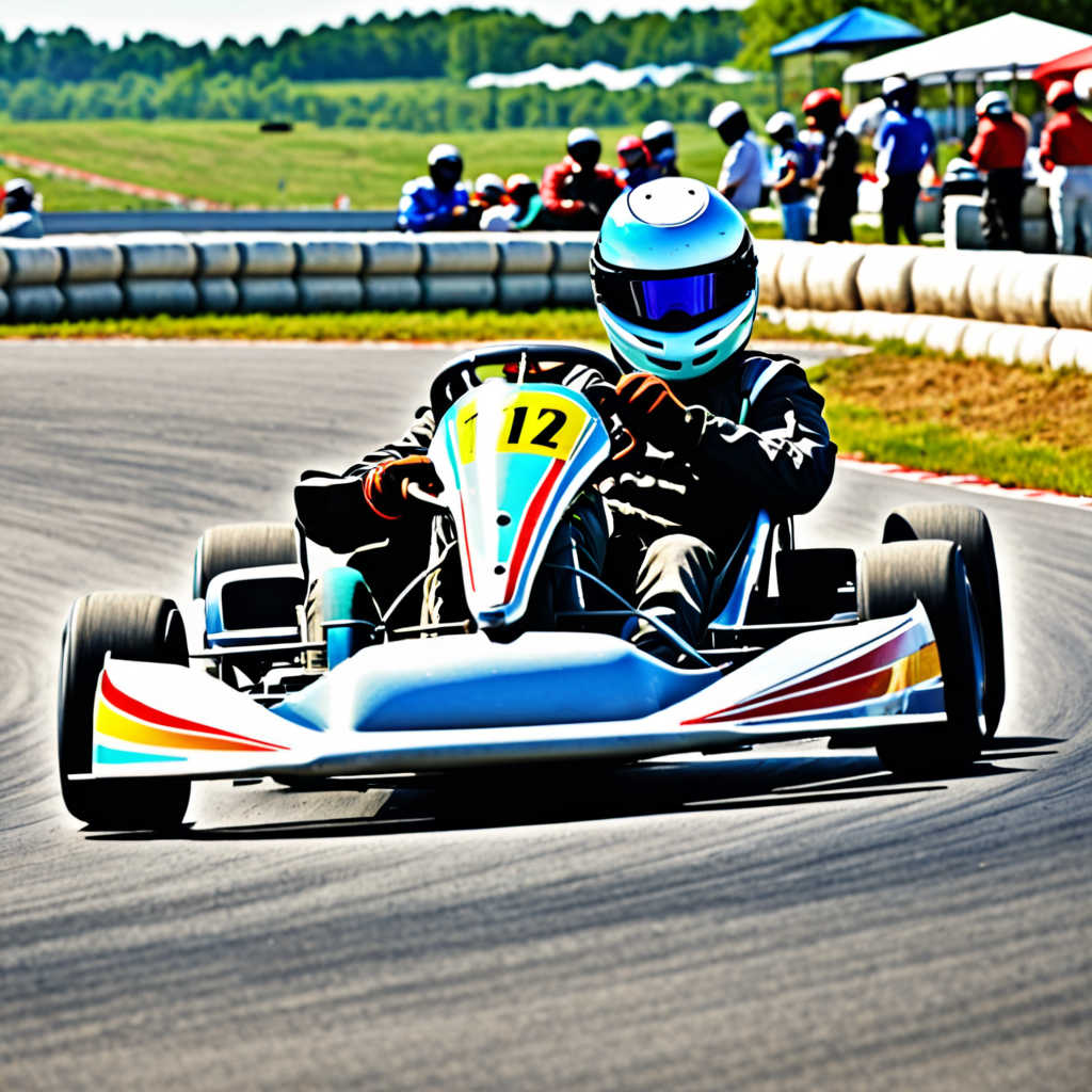 Karting driver driving a kart. It must be cutting the target. It's a ...