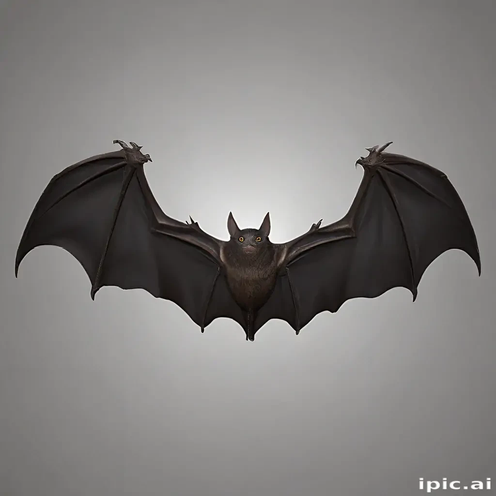 A Realistic 3D Model of a Bat with Detailed Wings Extended.
