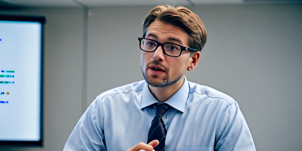 A male university professor giving a lecture on data science