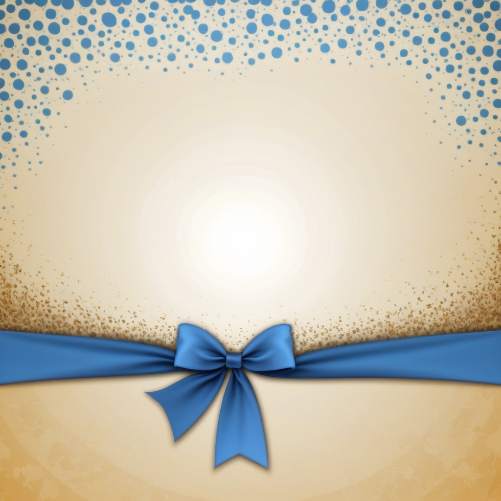 Elegant Gift Wrap Background Featuring a Blue Bow and Sparkling Dots