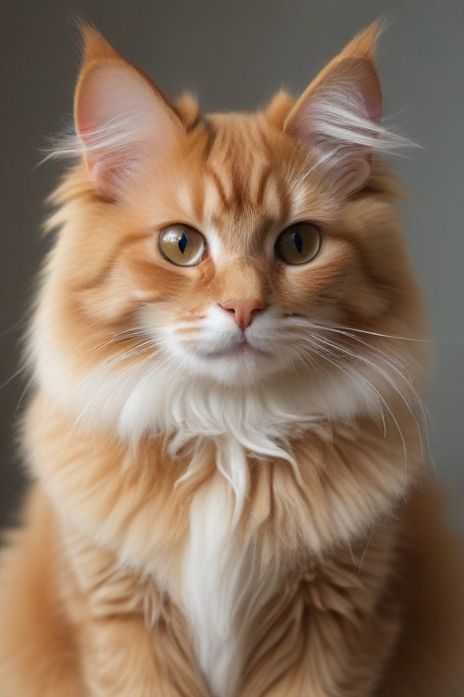 A Majestic Ginger Cat with Fluffy Fur and Expressive Eyes.