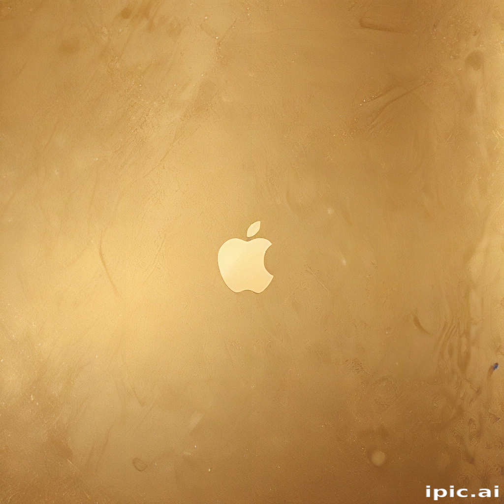 Shimmering Gold Background Featuring the Iconic Apple Logo in Center