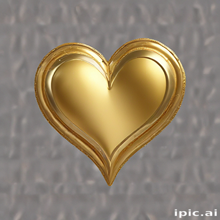 Shiny Golden Heart Symbol Representing Love and Affection in 3D Design