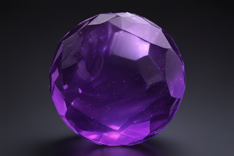 A Stunningly Faceted Purple Gemstone Glowing with Intricate Internal ...