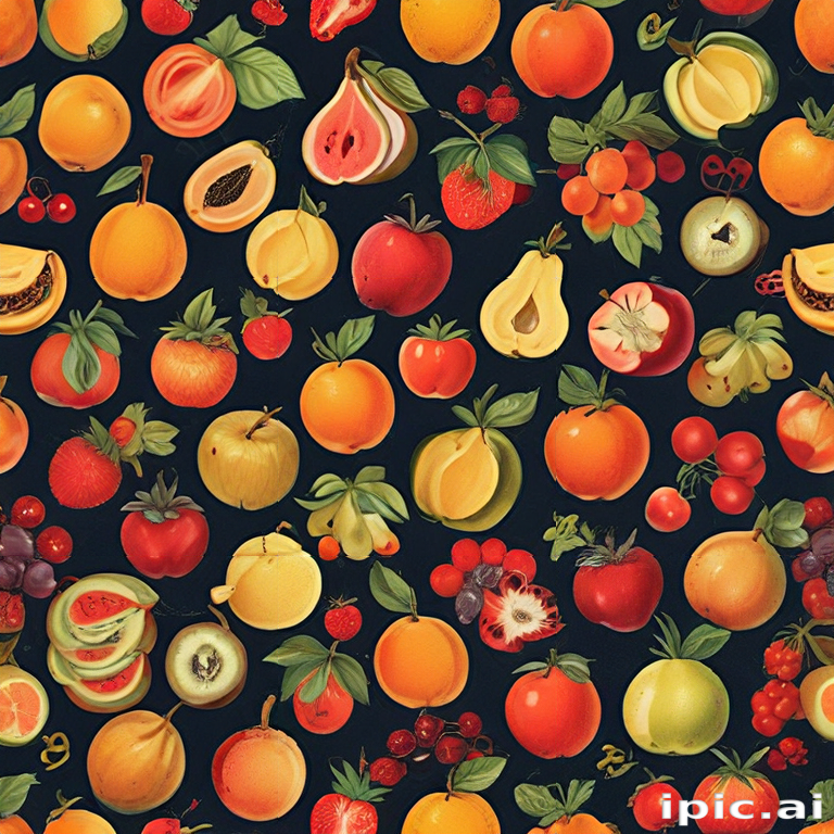 A Vibrant Array of Colorful Fruits Displayed on a Dark Background.