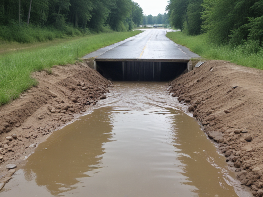 image showing a roadway culvert a flood stage