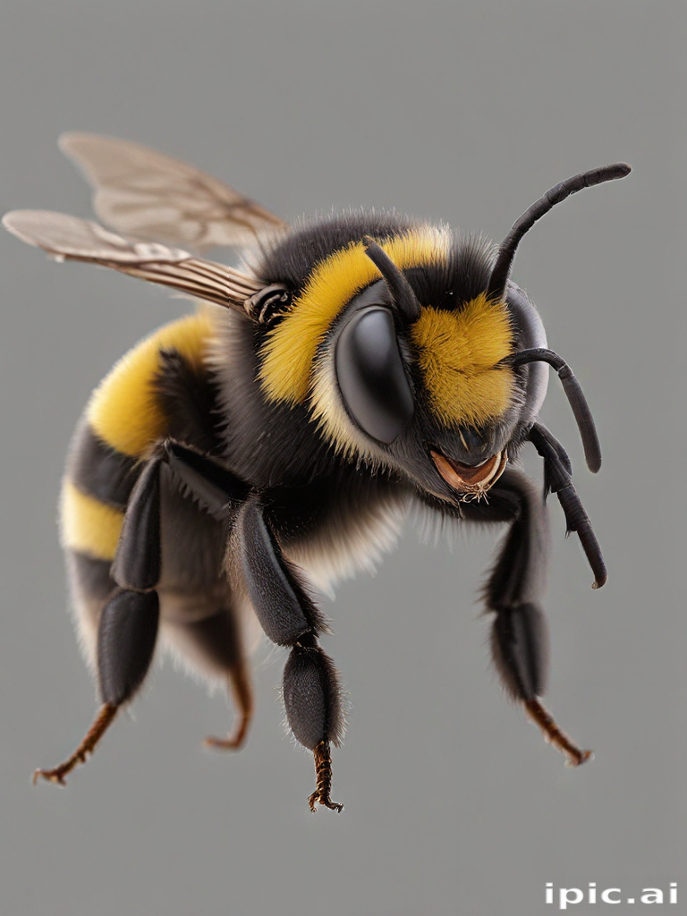 A Close-Up View of a Vibrantly Detailed Bumblebee in Flight